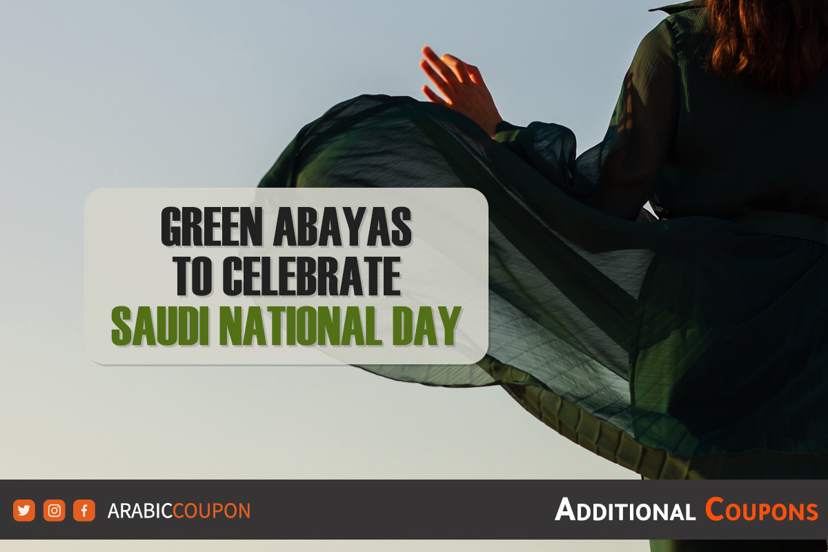 A selection of green abayas for the National Day look